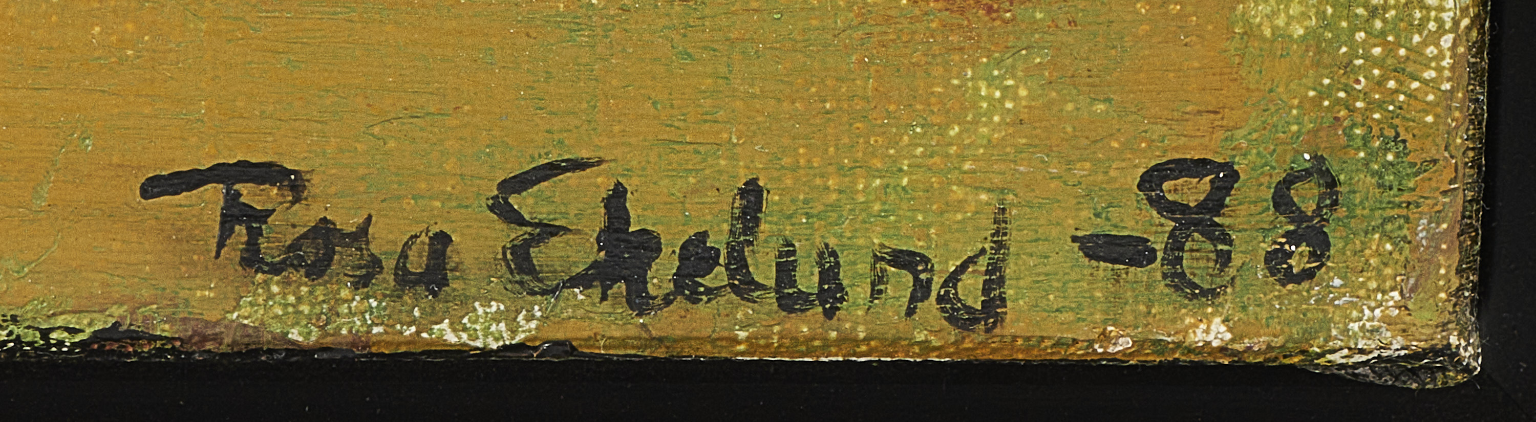 Oljemålning, Rosa Ekelund (f. 1933), Sverige. "Cykeltur". Signerad -88. Olja på duk, yttermått ...